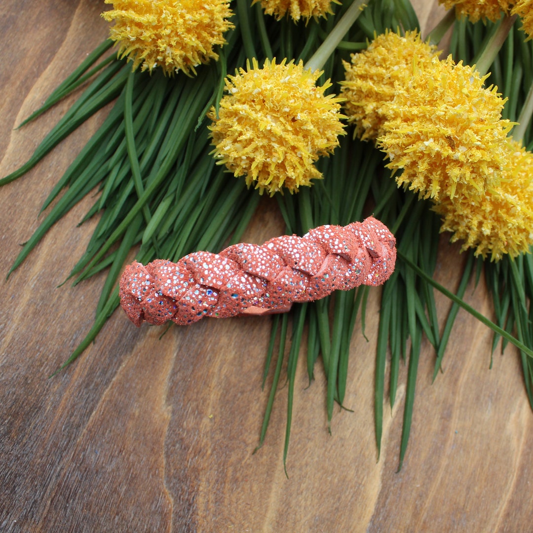 Melon Stardust Braided Leather Bracelet / Rainbow Leather Braid / Fall ...