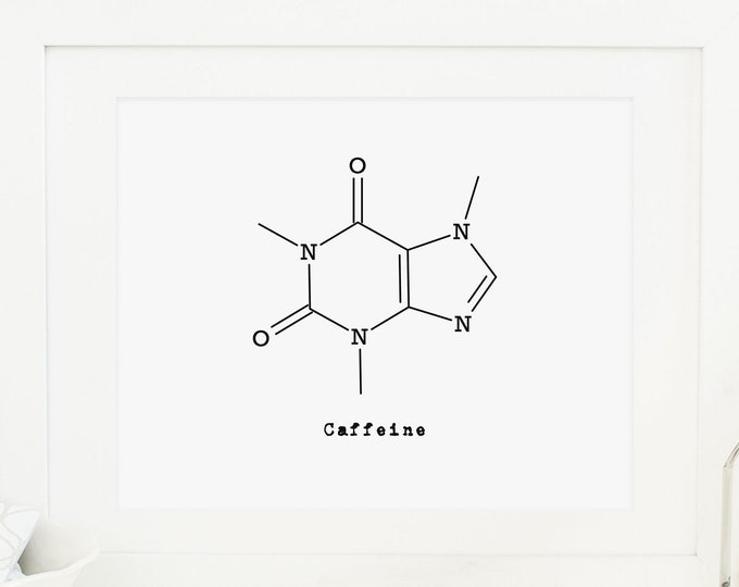 Caffeine Molecule Structure Print for Geeks, Science Art, Classroom ...
