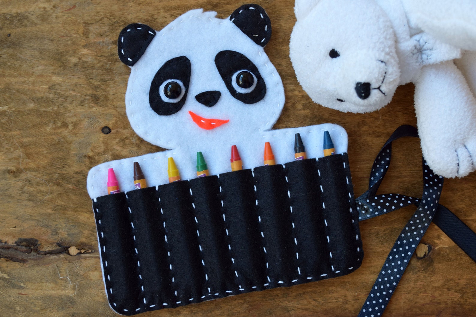 Panda Crayon Holder Felt Animal Organizer Kids Crafts Kid Party Favors ...