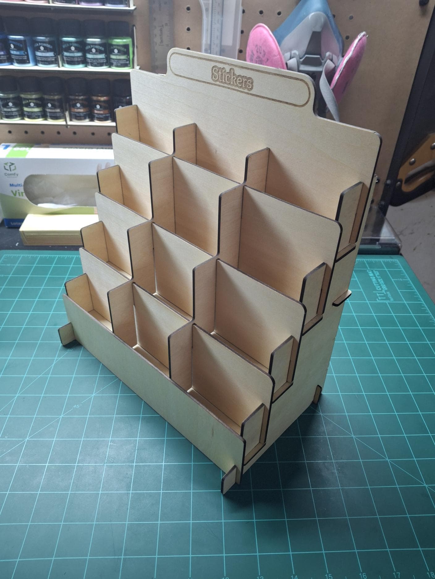 Wooden 12-slot Sticker Display Stand Laser Cut File (3x4 and 3x5 Stand ...