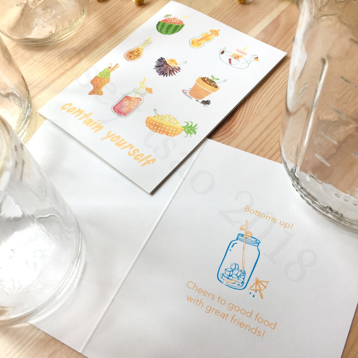 Contain Yourself Foodie Greeting Card | Etsy