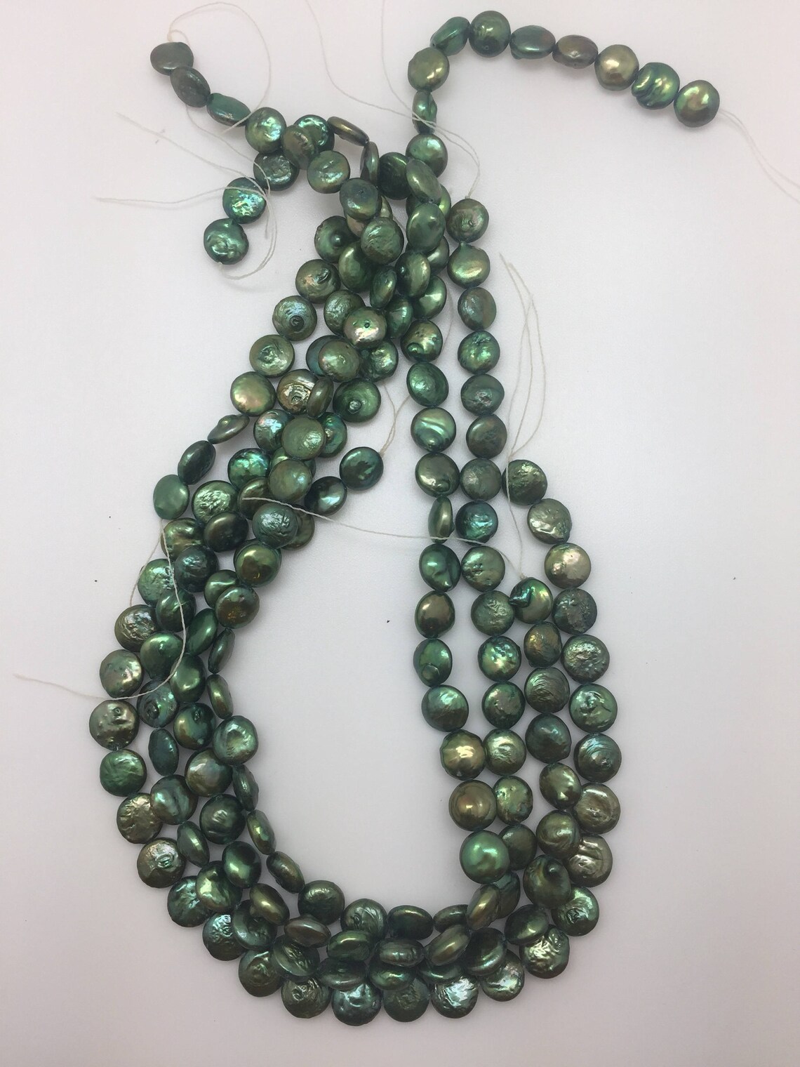 Shamrock Green 10mm Coin Freshwater Pearls Strand 15 - Etsy
