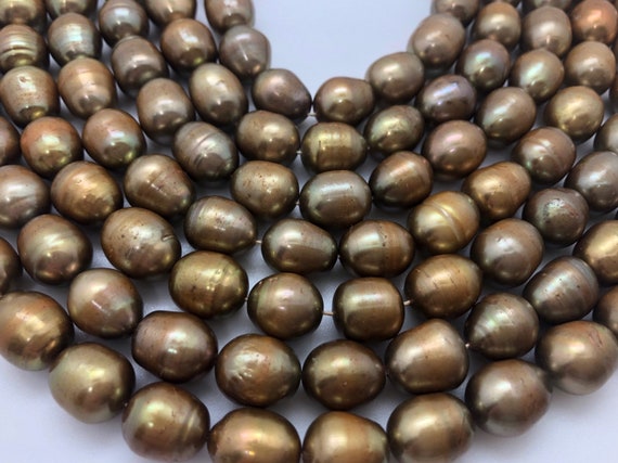 Gold Color 9 11mm Freshwater Rice Pearls Strand - Etsy