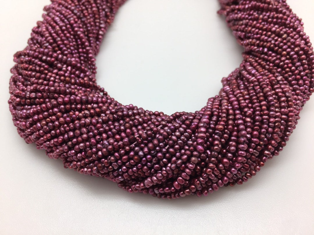 Dark Red 2 to 2-1/2mm Seed Freshwater Pearls Strand - Etsy