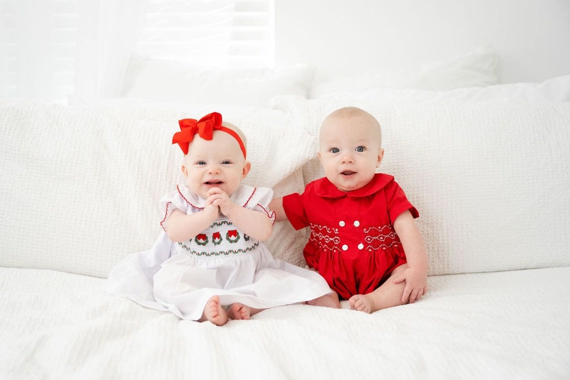 Smocked Red Boys Bubble - Etsy