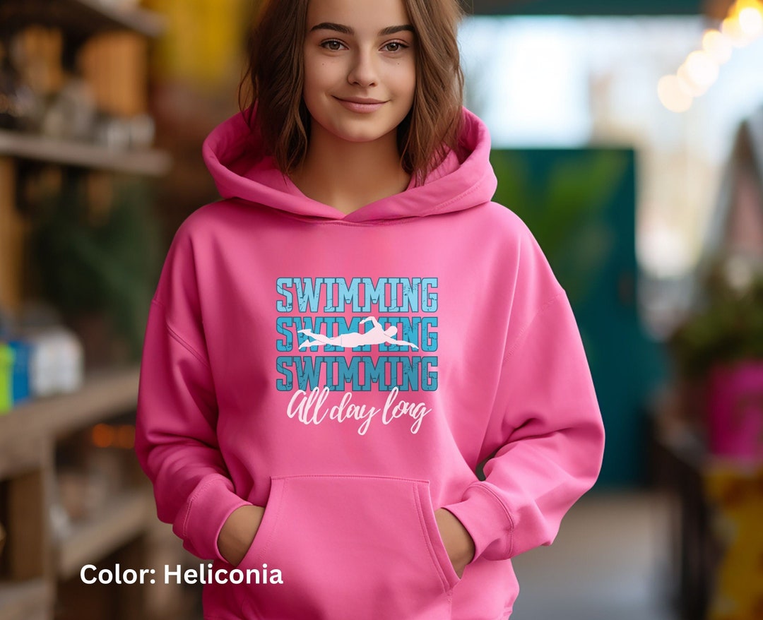 Youth Hoodie I Love Swim Shirt for Swimmer Sweatshirt for Beach Lover ...