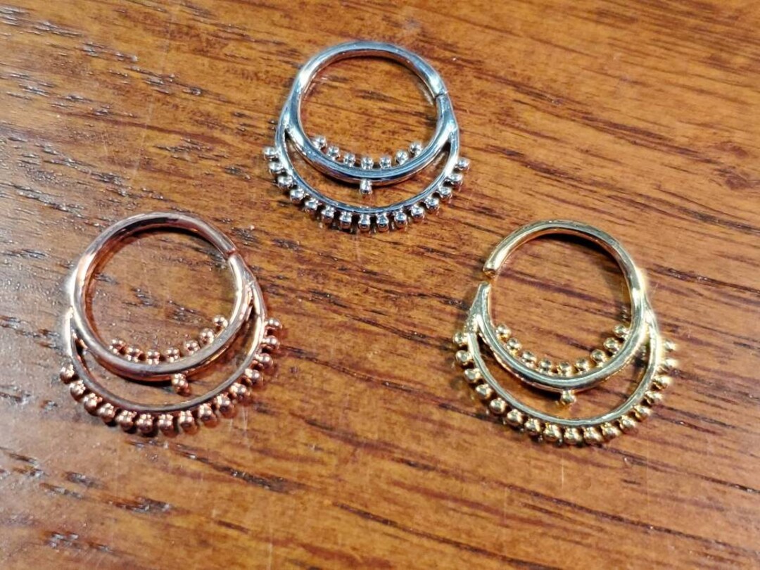 Double Mandala Septum Tragus or Cartilage Annealed Nose Ring - Etsy