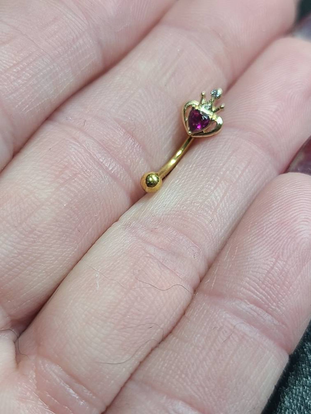 Heart Crown CZ Curved Barbell Cartilage Eyebrow Jewelry 316L Stainless ...