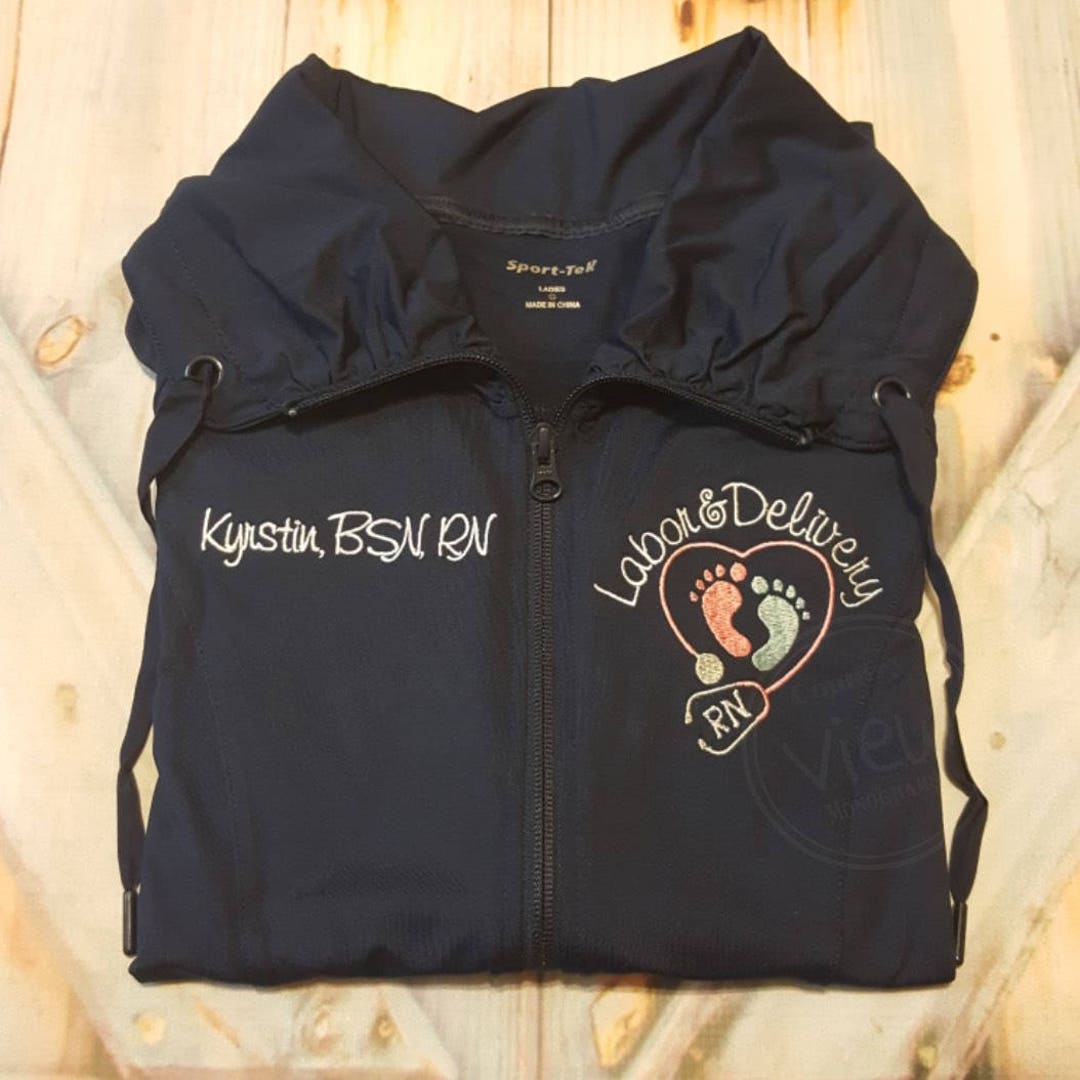 Labor and Delivery Nurse Stretch Sportwick Jacket With Footprints ...