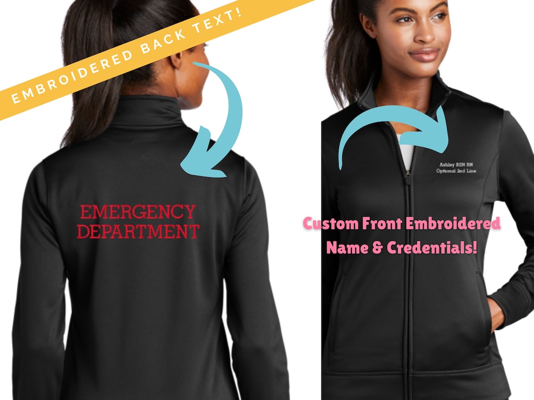 Front and BACK Custom Text Medical Jacket for Name and Credentials on ...