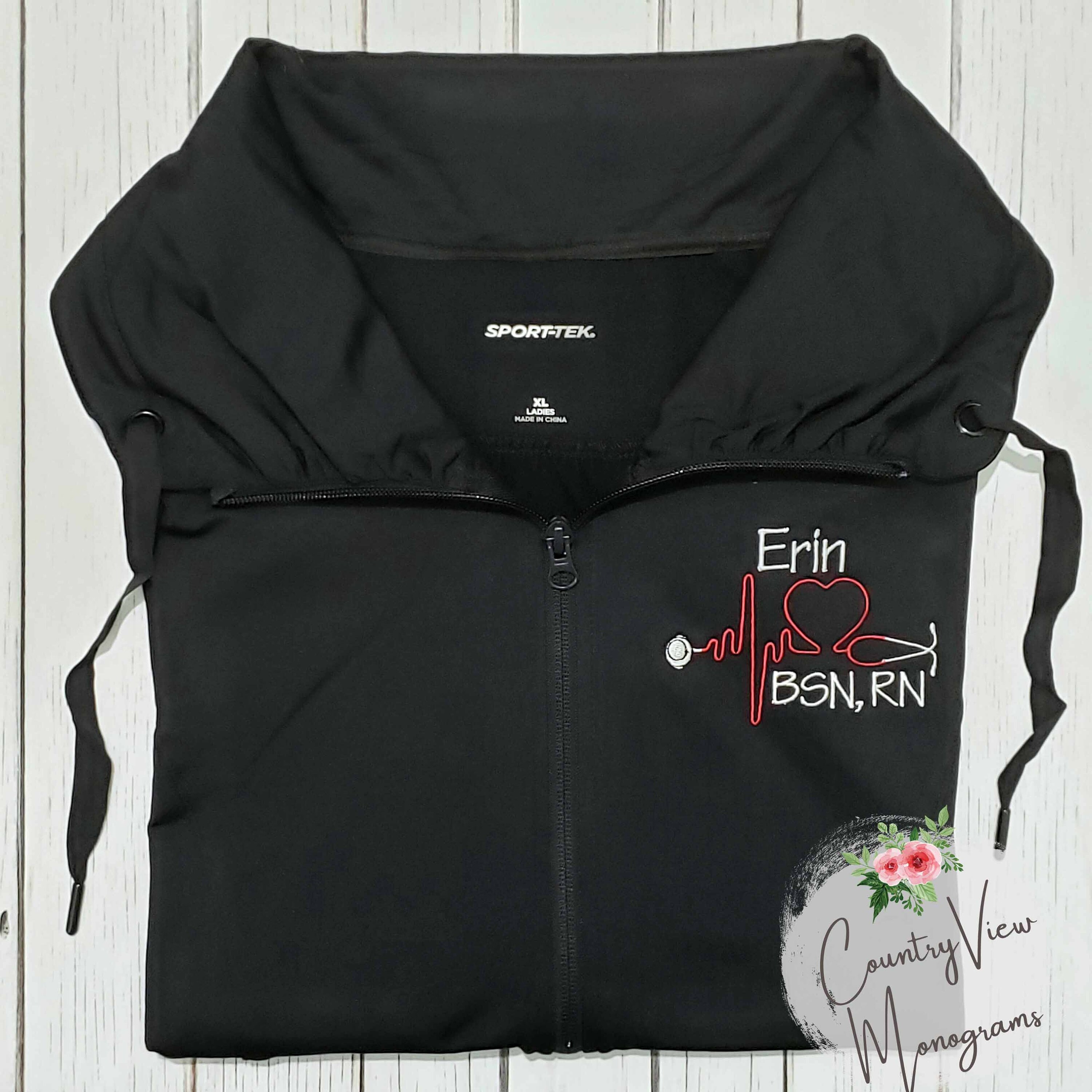 Womens Heart EKG Stethoscope Nurse Stretch Sportwick Jacket-rn LPN ...