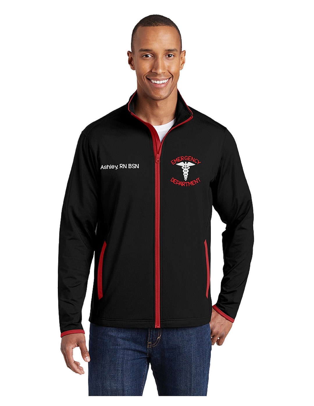 Mens/unisex-emergency Department Caduceus on Stretch Sportwick Contrast ...