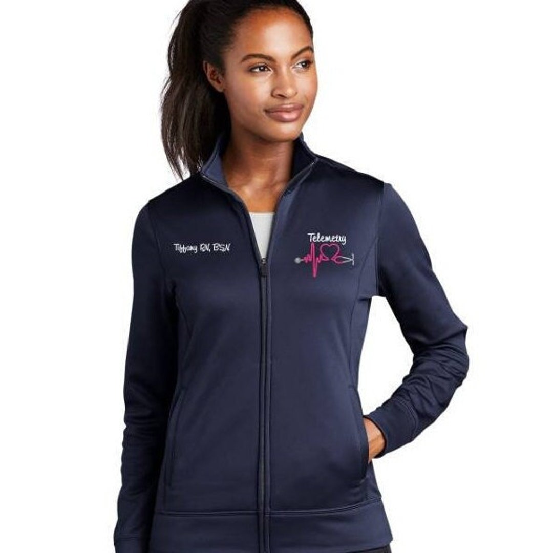 Womens Telemetry Heart EKG Stethoscope Stretch Sportwick Jacket-rn LPN ...