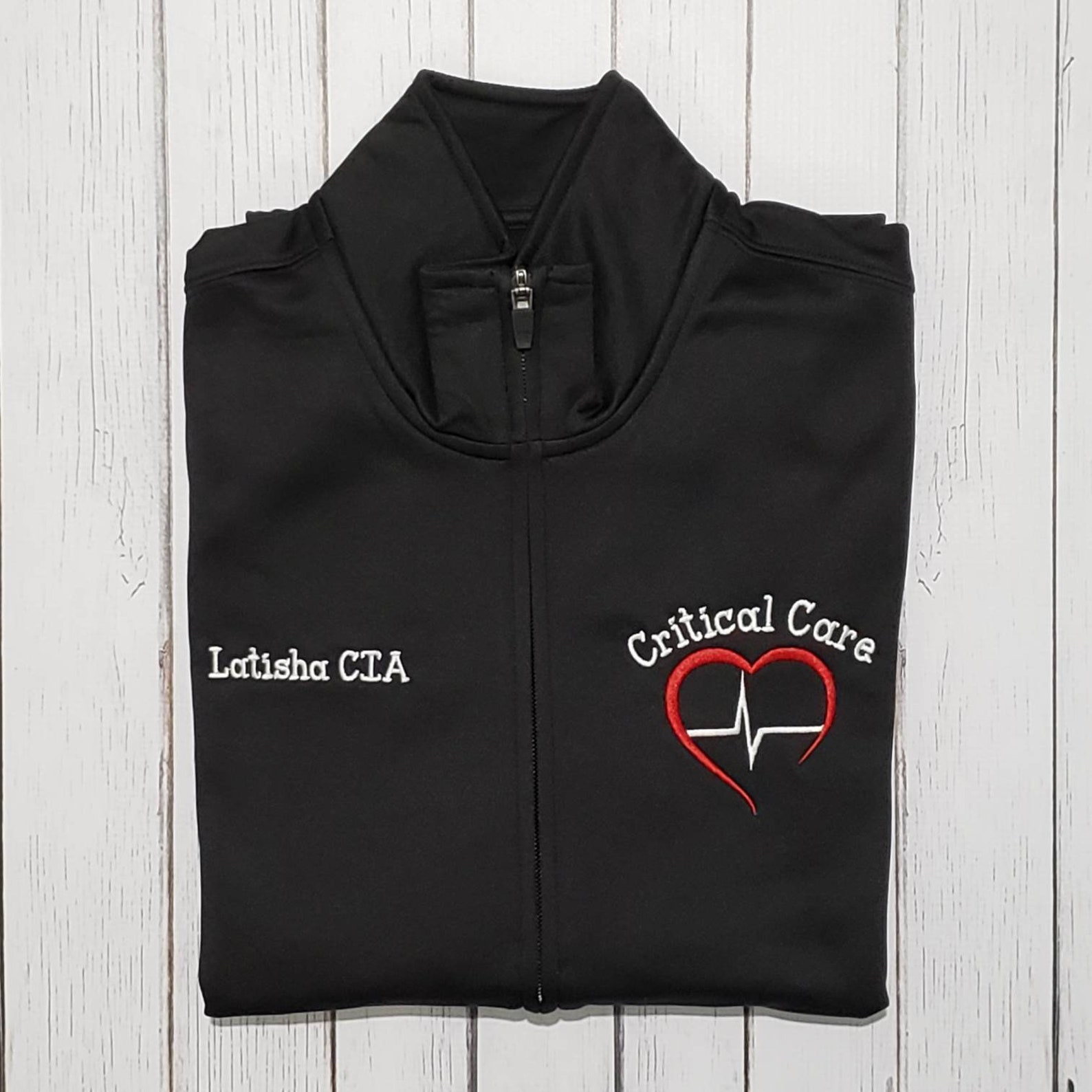 Critical Care Heart With EKG Sportwick Fleece Lined Jacket -RN LPN Rrt ...
