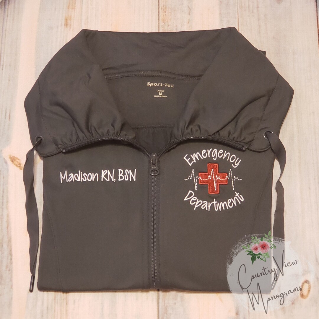 Emergency Department Nurse Stretch Sportwick Jacket With Red Cross and ...