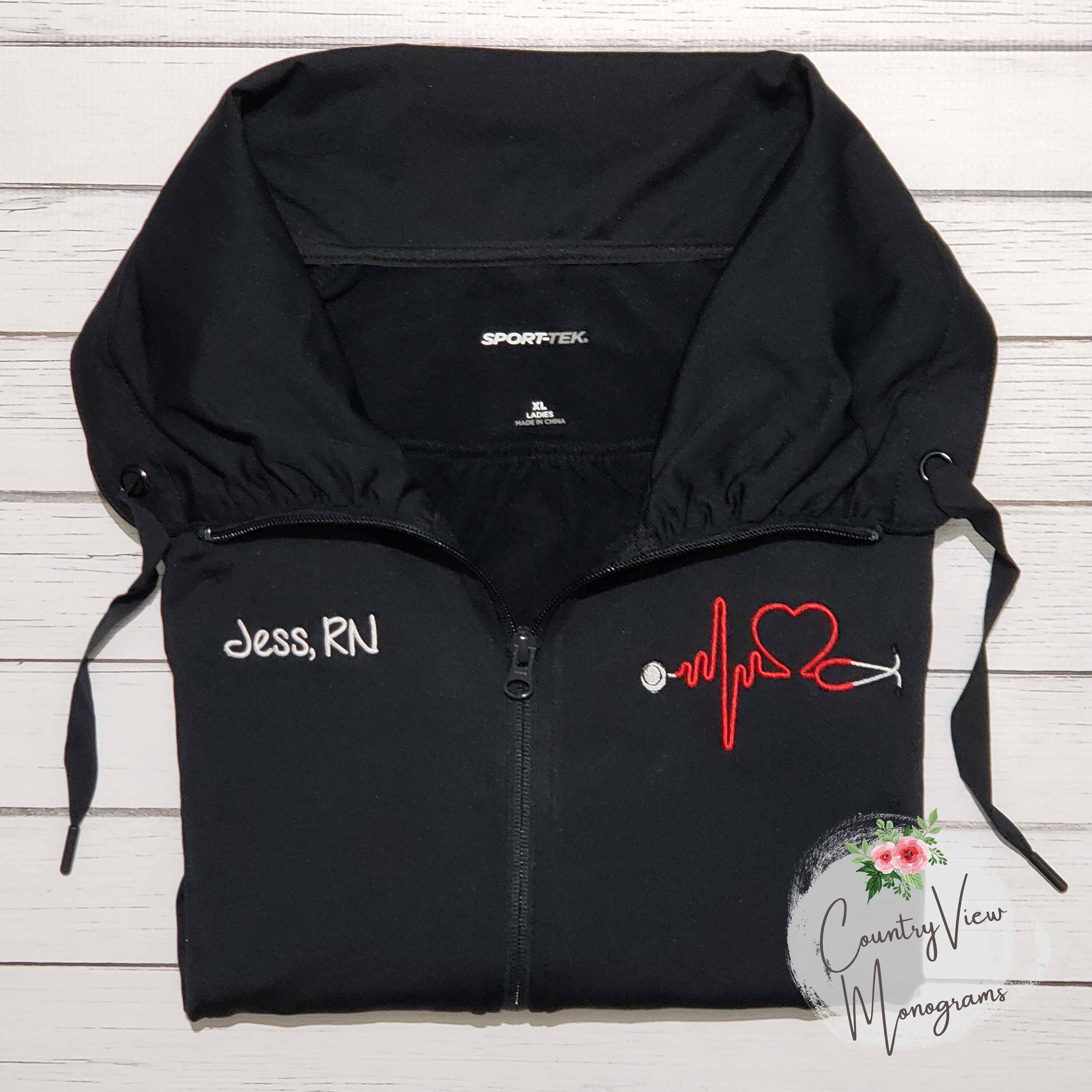 Womens Heart EKG Stethoscope Stretch Sportwick Jacket-rn LPN Zipup ...