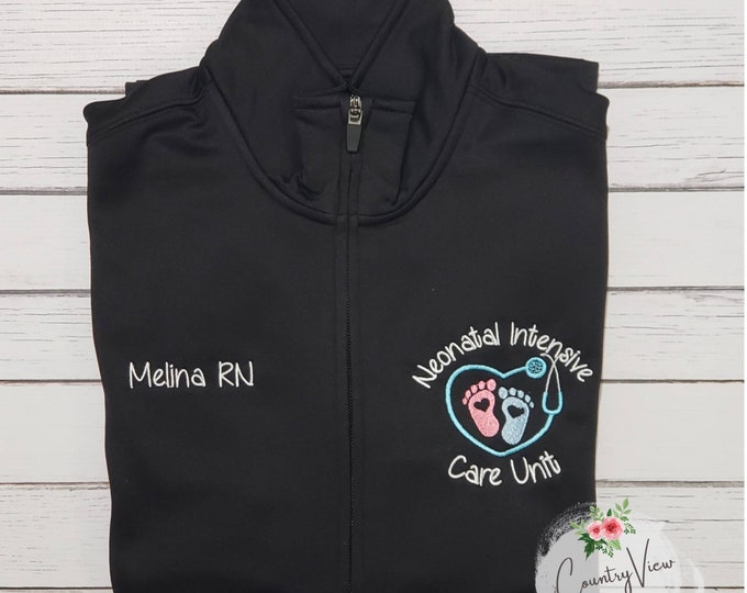Neonatal ICU NICU Vest Sweater Vest Full Zip Women's Personalized With ...