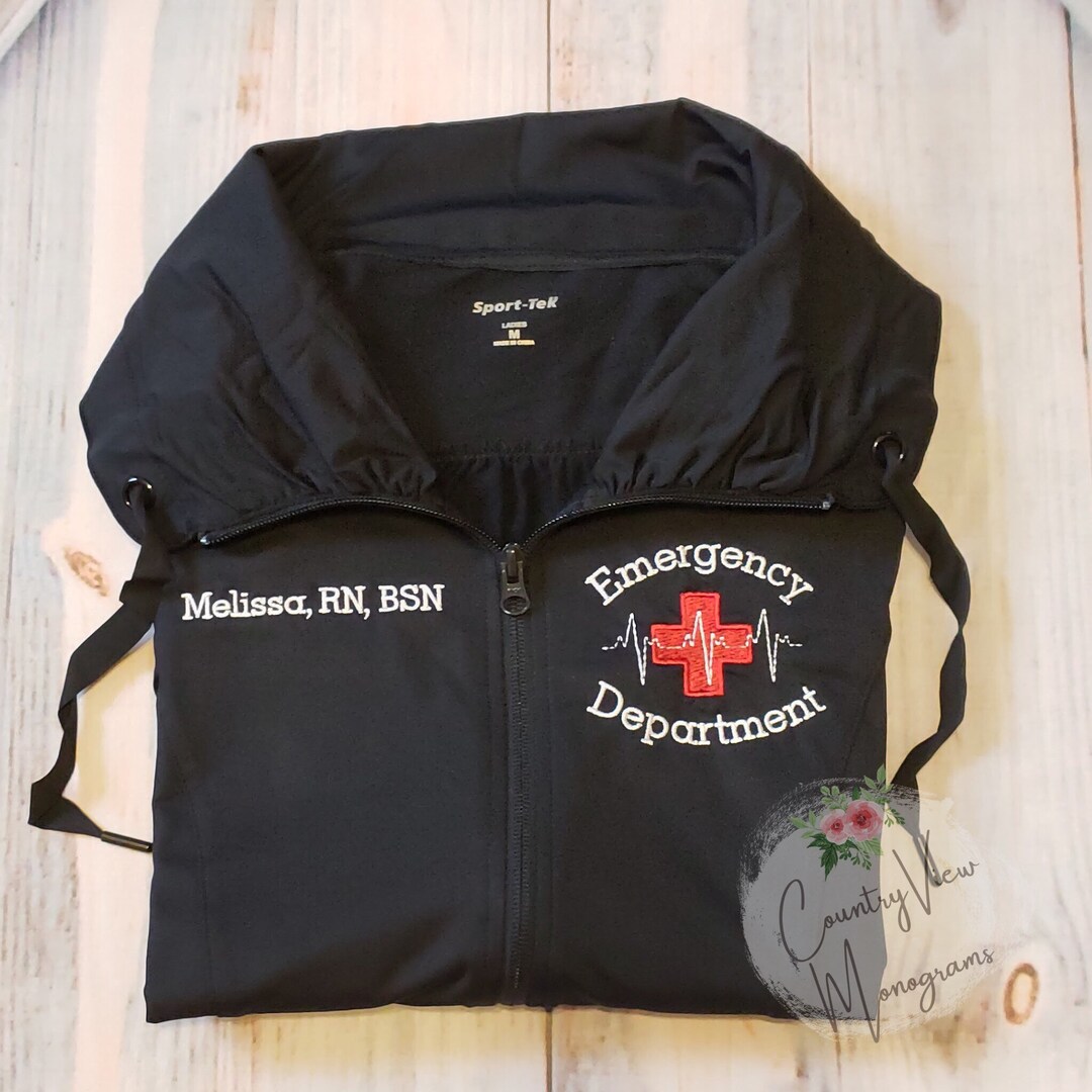 Emergency Department Nurse Stretch Sportwick Jacket With Red Cross and ...