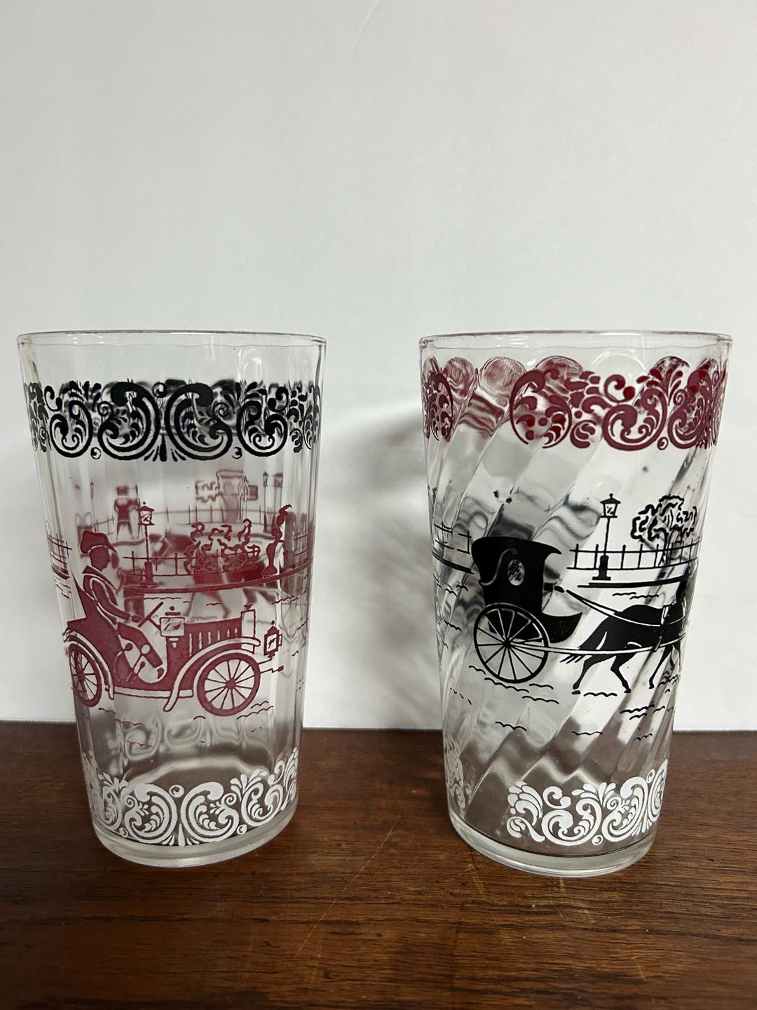 Pair of Hazel Atlas Horseless Carriage - Car Glasses Black Red White - Etsy