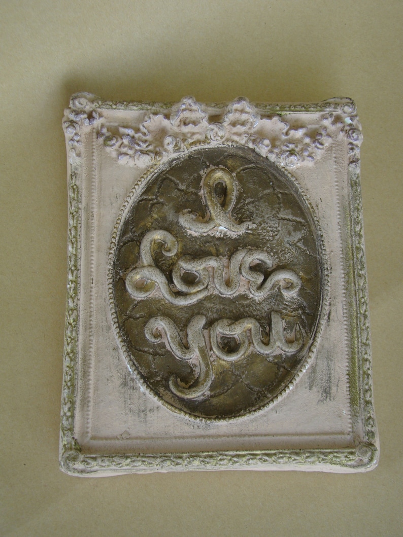 Vintage Carol Rardon Chalkware Plaque I Love You 1976 | Etsy