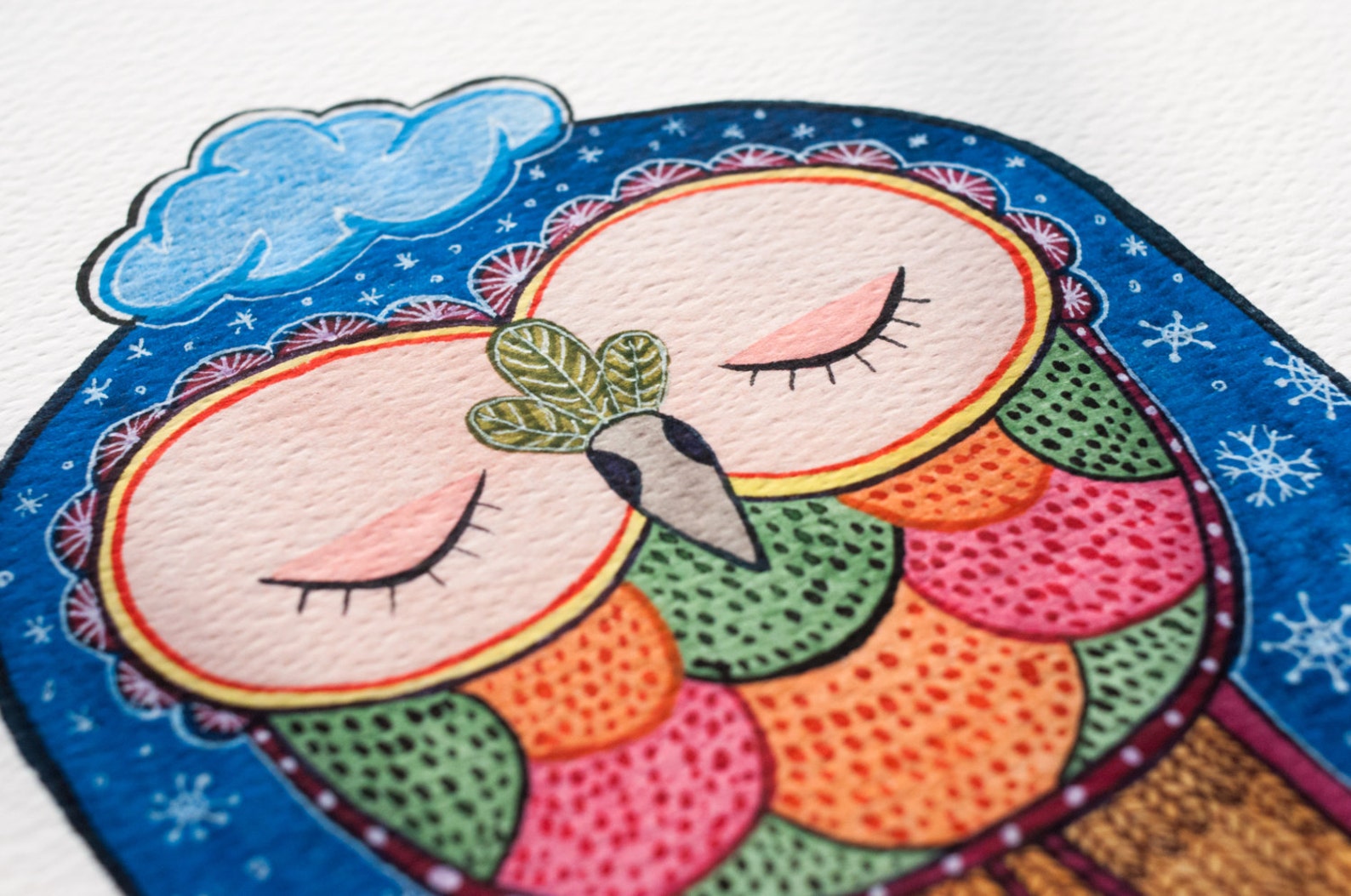 Cozy Owl Watercolor Art Print Owl Painting Unique Owl Art - Etsy