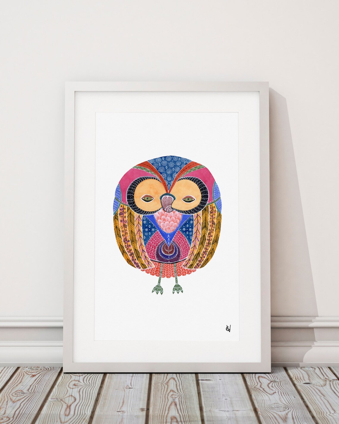 Golden Rose Owl Watercolor Art Print | Etsy