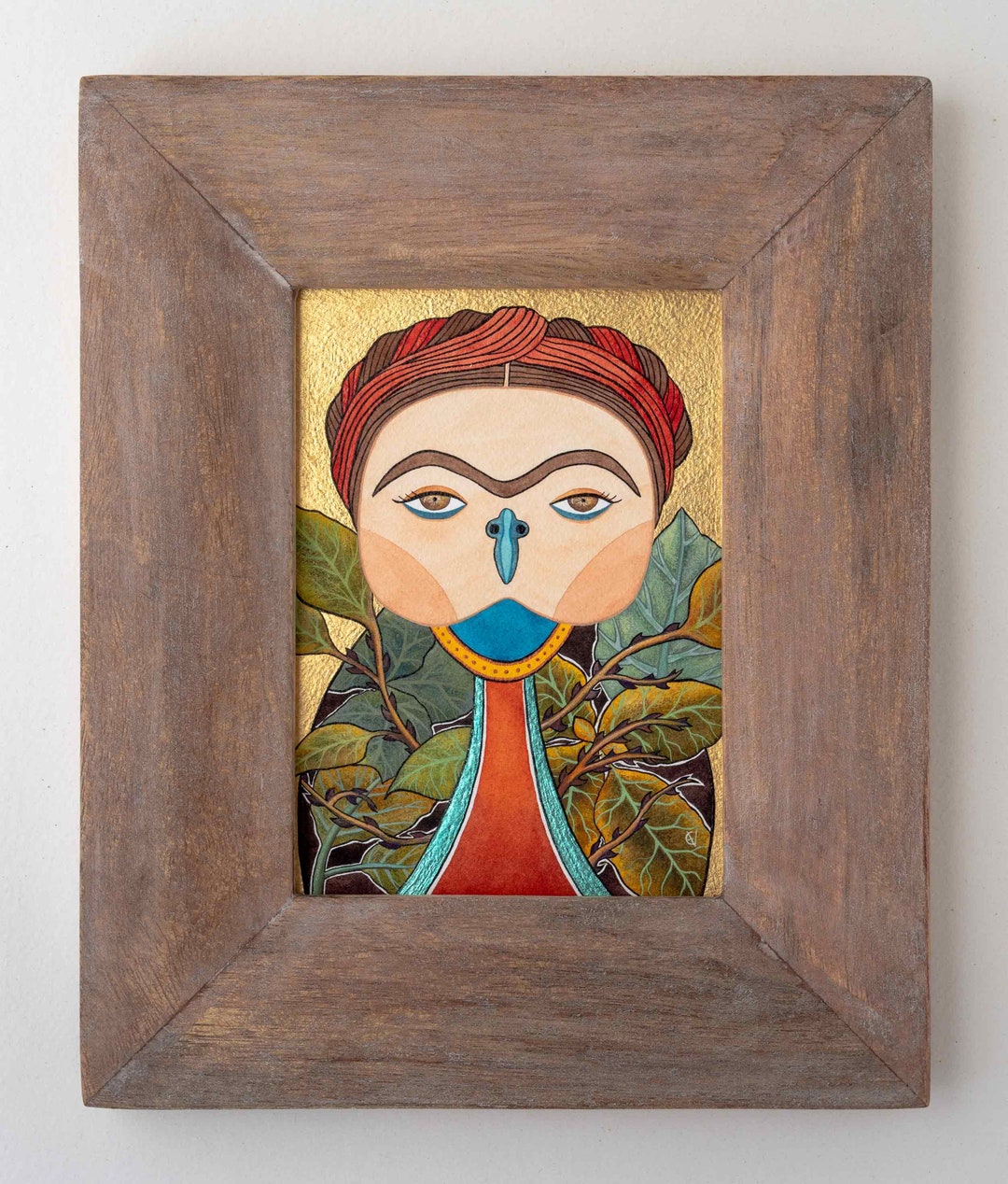 Frida Kahlo Painting, Frida Inspired Art, Owl Painting, Original Owl ...