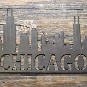 Chicago Skyline Home Wall Art Steel Wall Hanging Sign Metal Home Decor ...