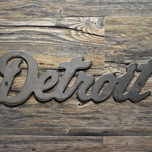 16" to 30" Rustic Patina Detroit Writing Steel City Sign Wall Metal Art ...