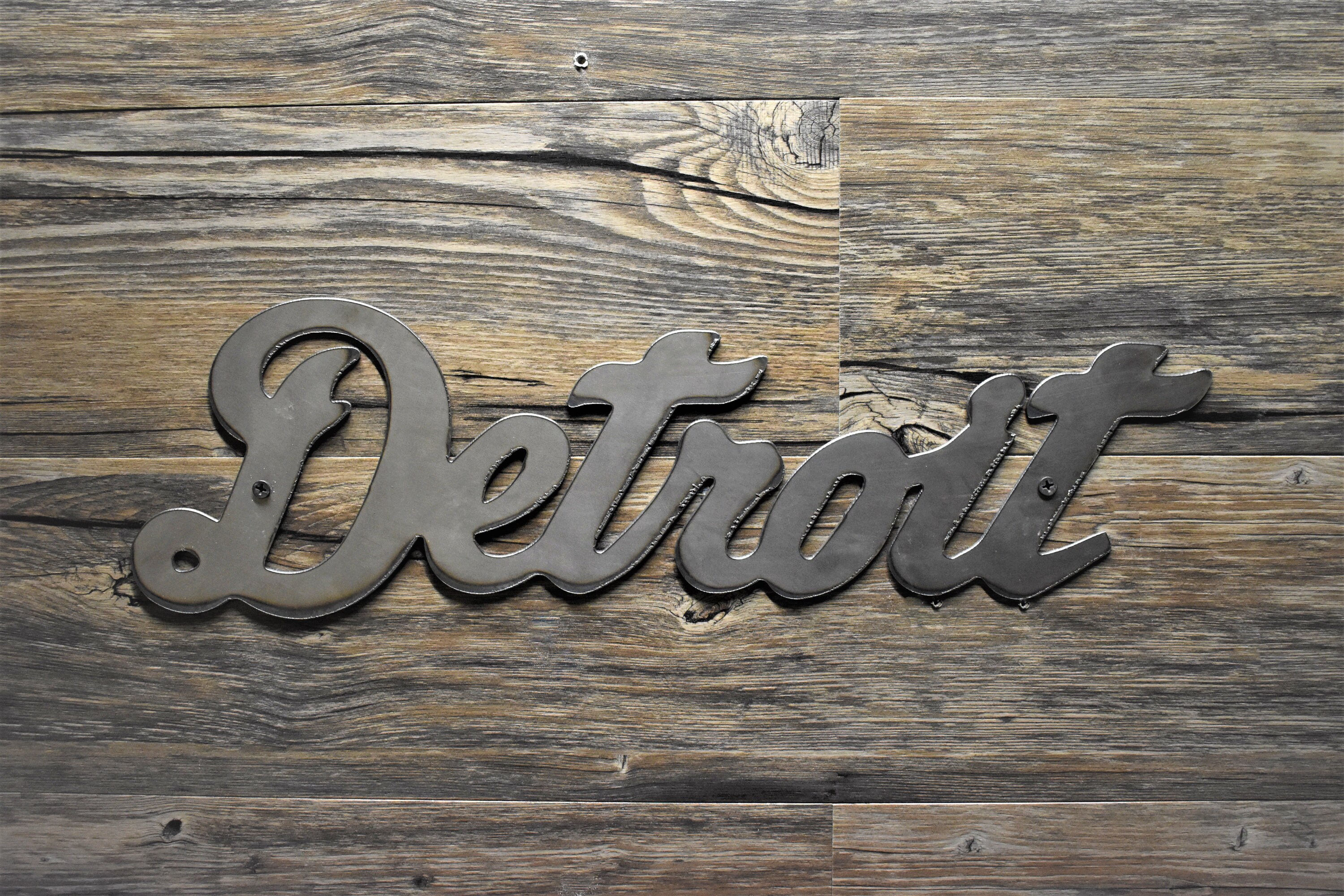 16 to 30 Rustic Patina Detroit Writing Steel City | Etsy