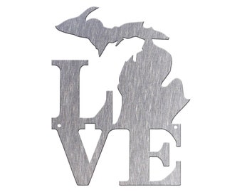 Metal Michigan State Outline Map Border Mitten Steel Wall | Etsy