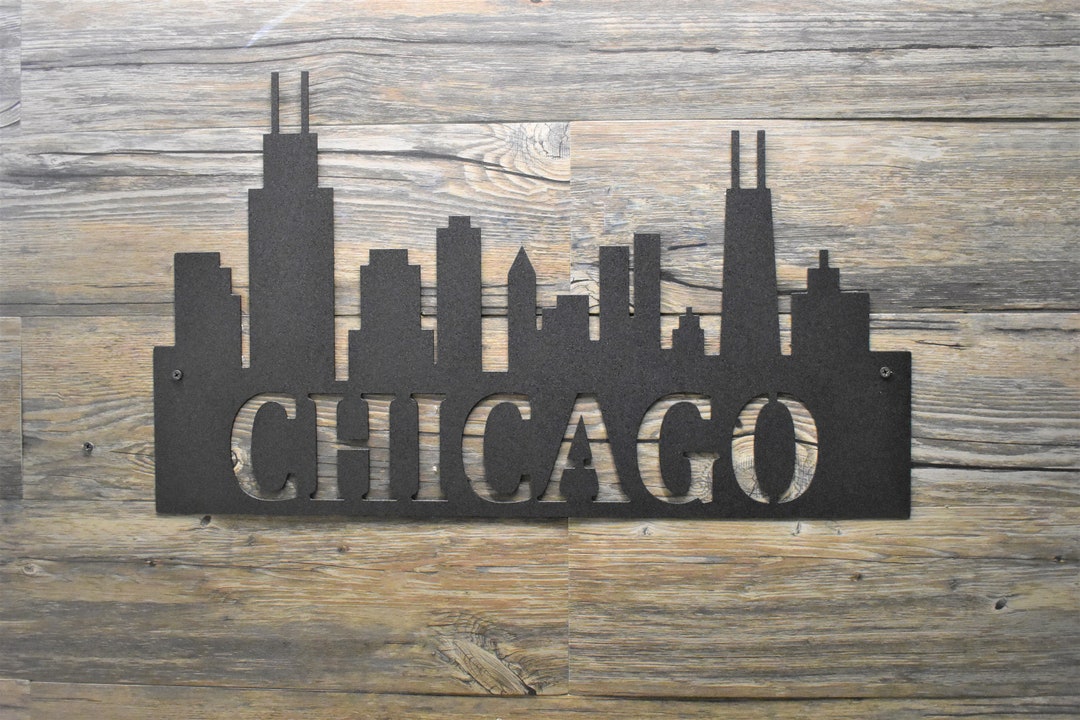 Chicago Skyline Home Wall Hanging Decor Art Various Sizes Steel Metal ...
