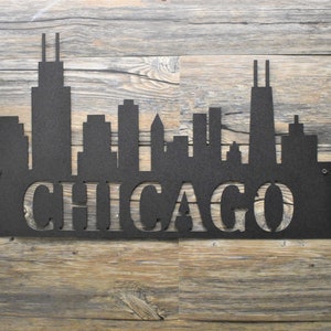 Chicago Skyline Home Wall Art Steel Wall Hanging Sign - Etsy