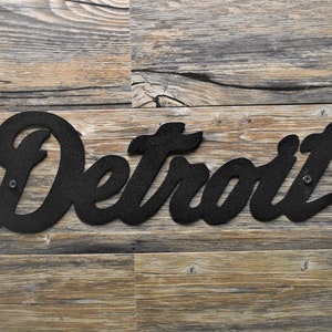 16" to 30" Rustic Patina Detroit Writing Steel City Sign Wall Metal Art ...