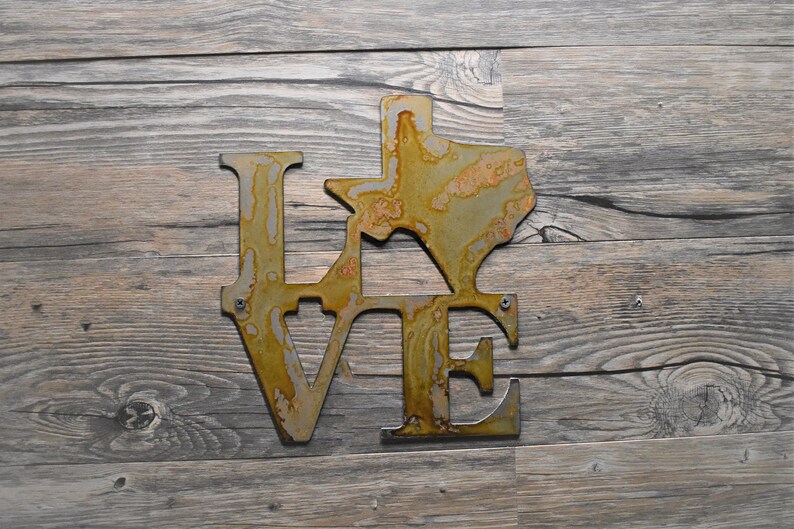 Love Texas State sign steel metal wall art decor | Etsy