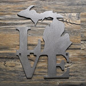 16" to 24" Love Michigan Steel Wall Art Sign Map Hanging Wall Art Decor ...