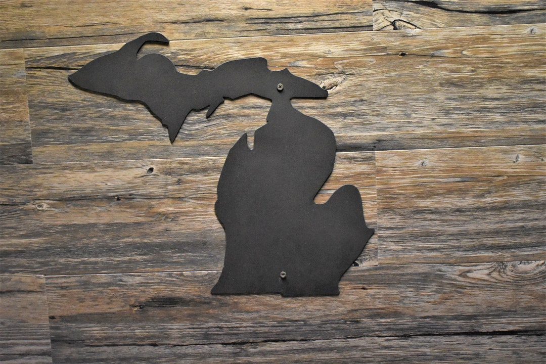 Metal Michigan State Outline Map Border Mitten Steel Wall Hanging Art ...