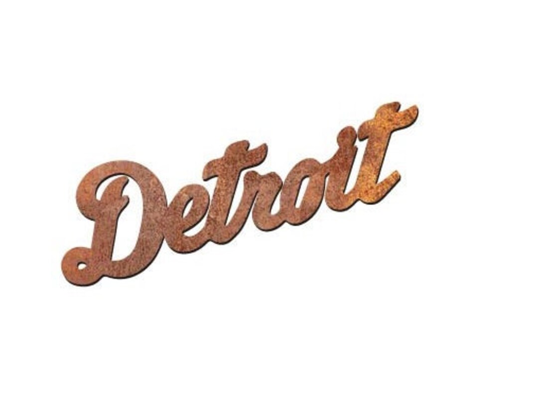 16" to 30" Rustic Patina Detroit Writing Steel City Sign Wall Metal Art ...