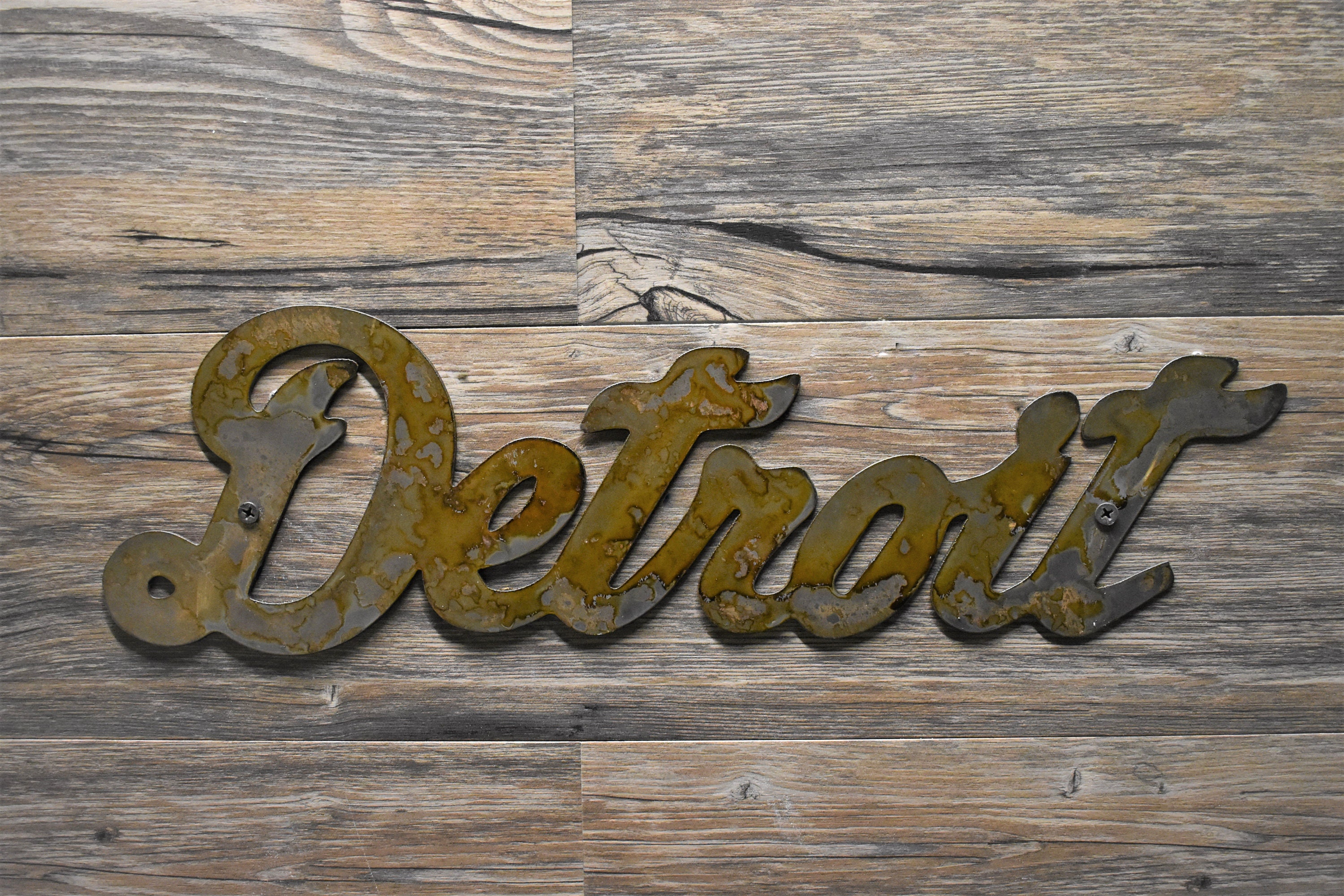 16 to 30 Rustic Patina Detroit Writing Steel City | Etsy