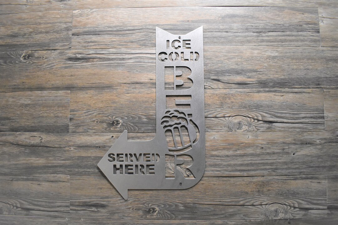 16" to 30" Bar Beer Sign Arrow Pub Sign Steel Metal Wall Art Decal Made ...