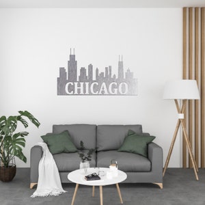 Chicago Skyline Home Wall Art Steel Wall Hanging Sign Metal Home Decor ...