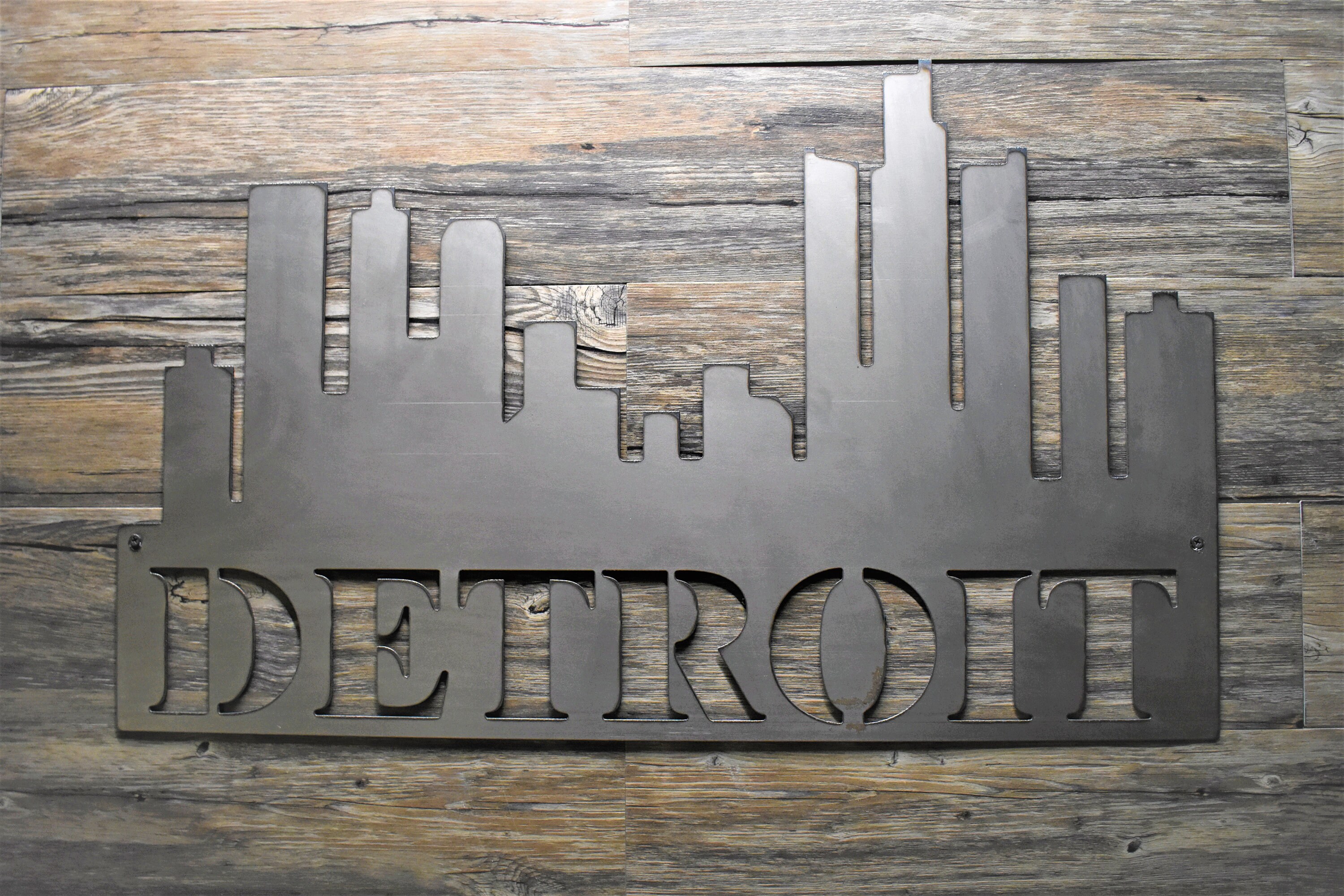 Rustic Detroit City Skyline Sign Home Wall Decor | Etsy