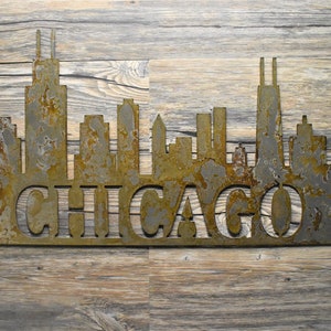 Chicago Skyline Home Wall Art Steel Wall Hanging Sign Metal Home Decor ...