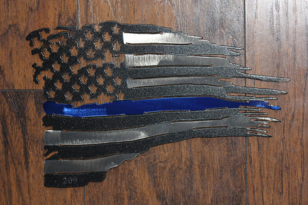 Tattered American Flag Wall Art, Police Officer Gifts for Men, Thin ...
