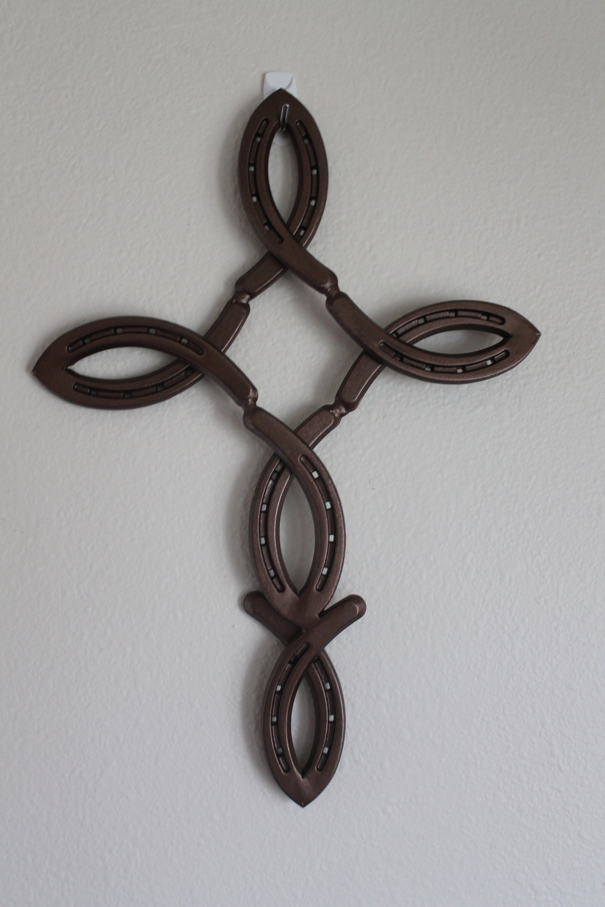 Horseshoe Fish Cross, religious gifts for women/men, rustic decor ...