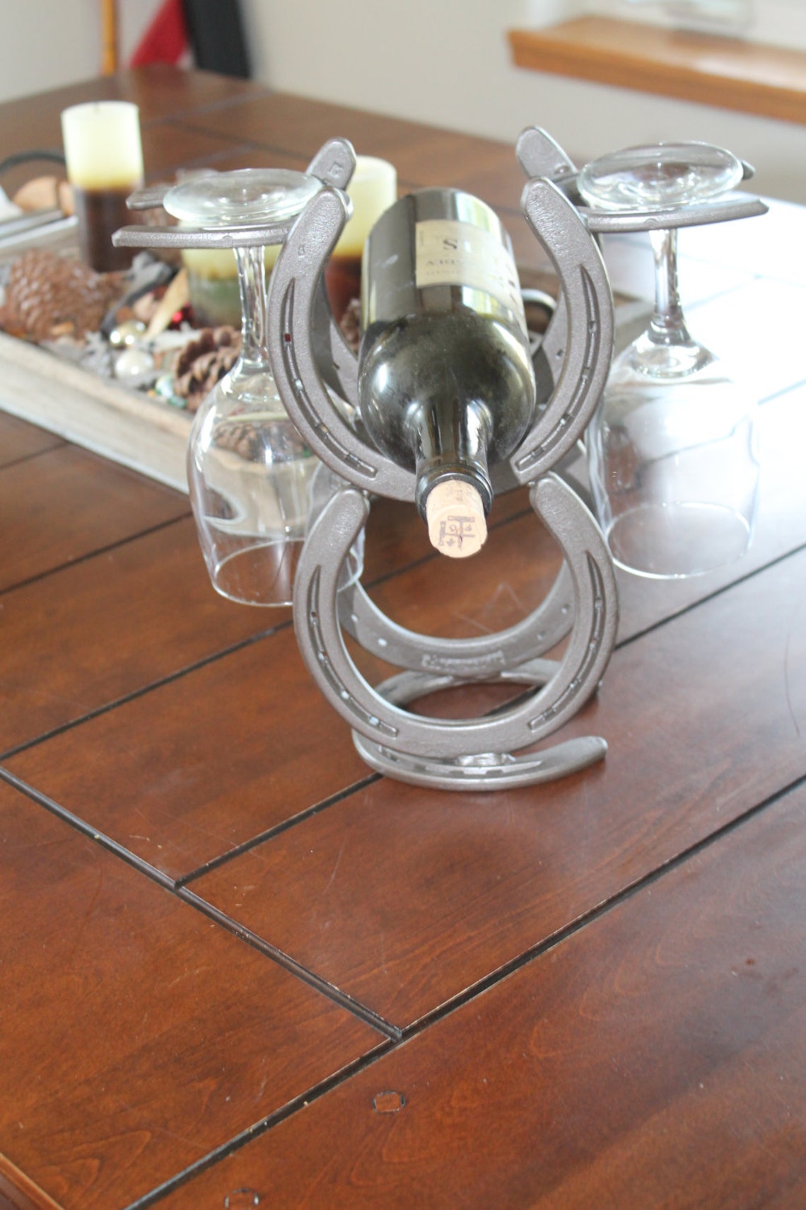 Horseshoe Wine Rack With Glasses Wine Caddy Wine Gifts for - Etsy