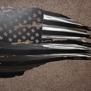 Tattered Flag Metal Art, Black American Flag Wall Art, Patriot Gifts ...