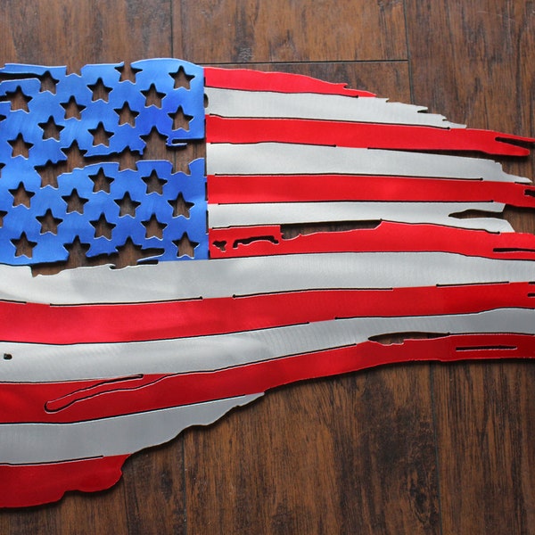 Tattered Flag Metal Sign - Etsy
