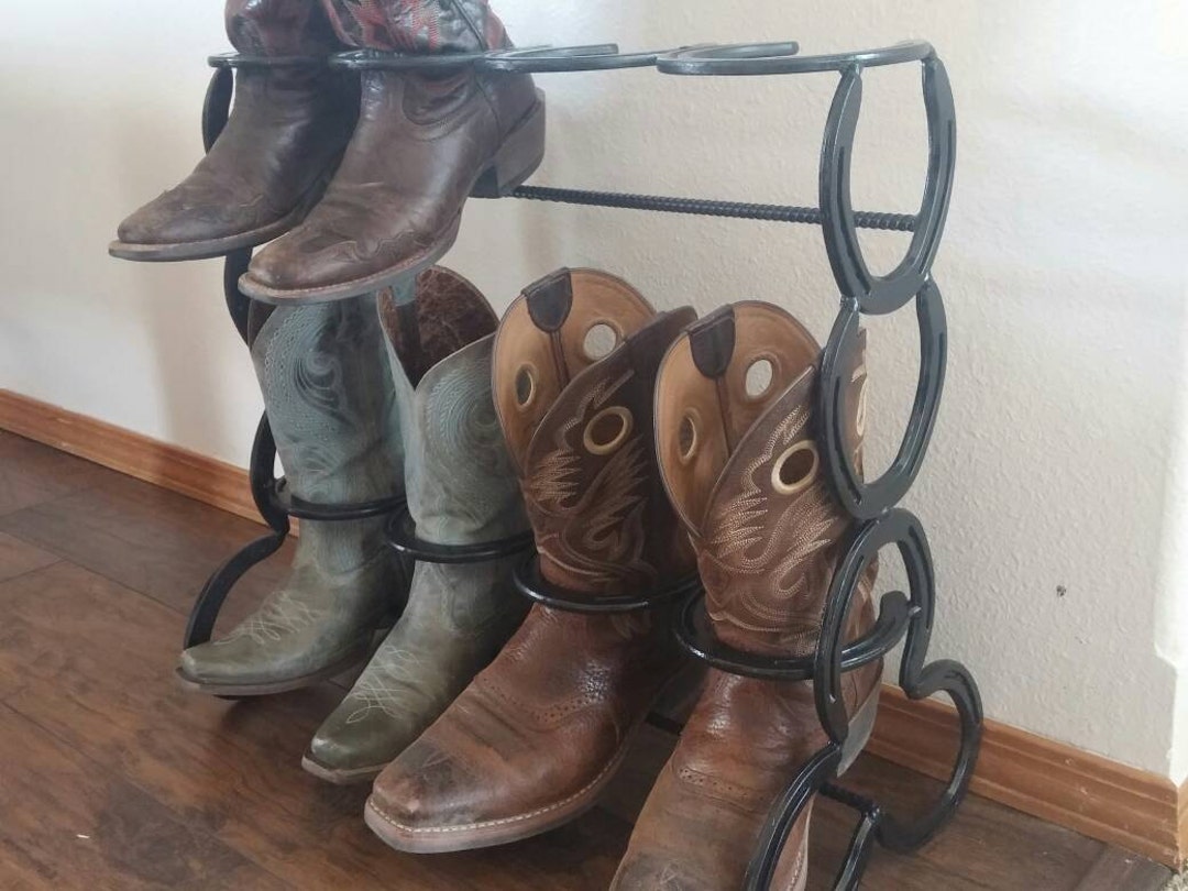 Horseshoe Boot Rack, Mudroom Storage, Cowboy Boot Holder, Entryway ...