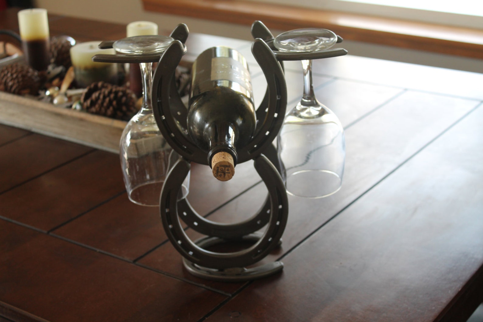 Horseshoe Wine Rack With Glasses Wine Caddy Wine Gifts for - Etsy
